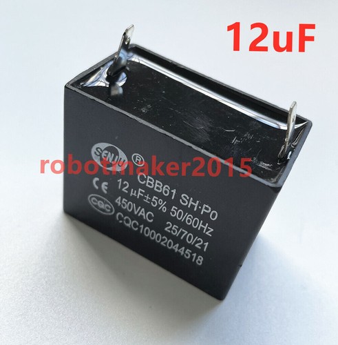 CBB61 12 UF 450V 50/60Hz 450VAC 12UF Fan Motor Start Run Capacitor 2 ...