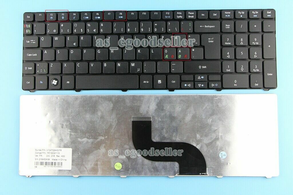 Nordic NE Keyboard for Acer Aspire 5250 5410 5538 5551 5736 5739 5741 ...
