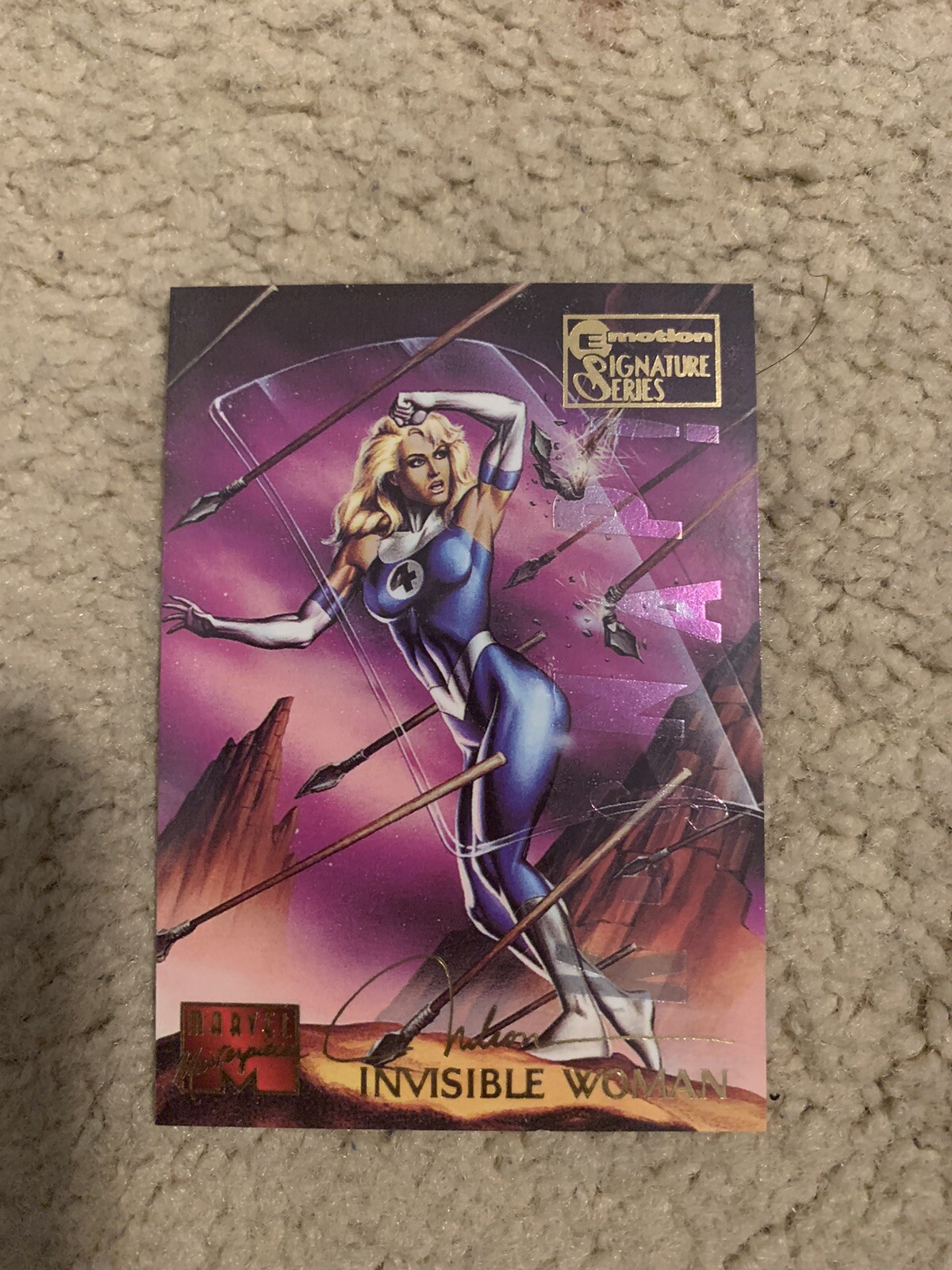1995 Marvel Masterpieces INVISIBLE WOMAN EMOTION GOLD FOIL SIGNATURE ...