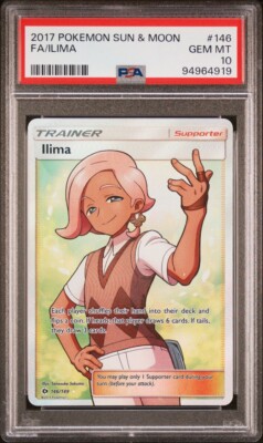 PSA 10 Ilima 146/149 Full Art Trainer Sun & Moon Base 2017 Pokemon Card ...