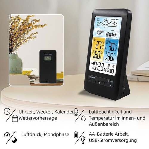 Wireless Digital Weather Station Thermometer Hygrometer Calendar Indoor ...