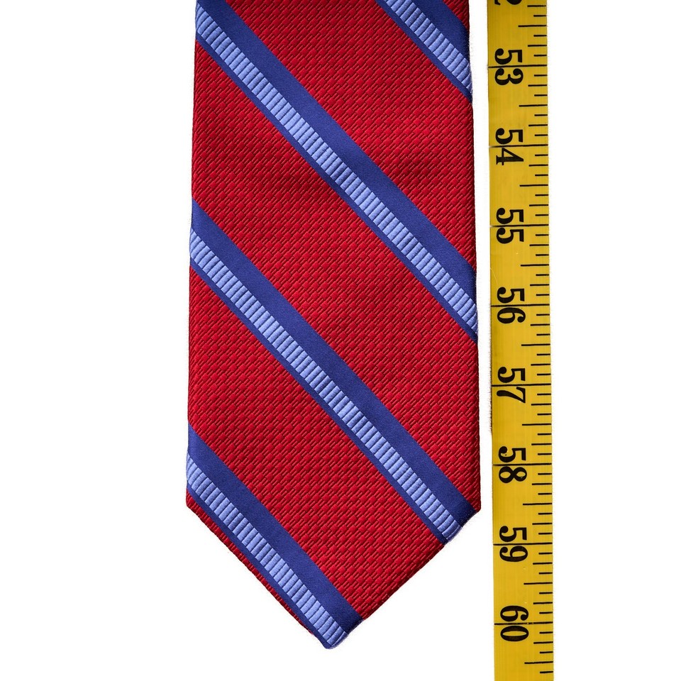 Robert Talbott Silk Tie Red Navy Blue Textured Stripe Made in USA 3 ...