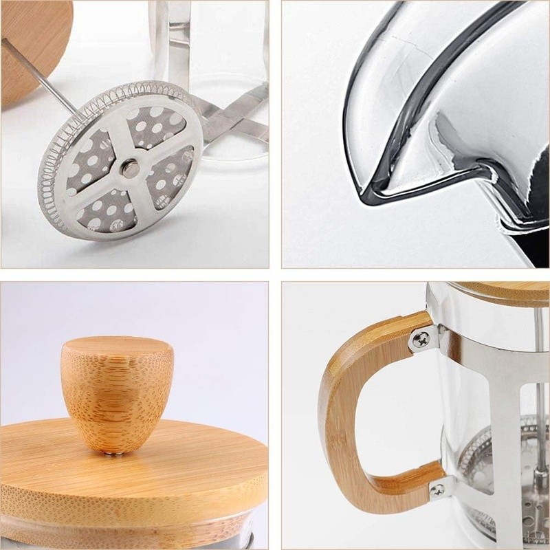 French Press Coffee Maker 12oz Bamboo Portable Manual Tea Press Unique ...