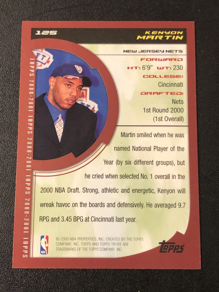 2000-01 Topps Tip-Off Kenyon Martin #125 Rookie | eBay