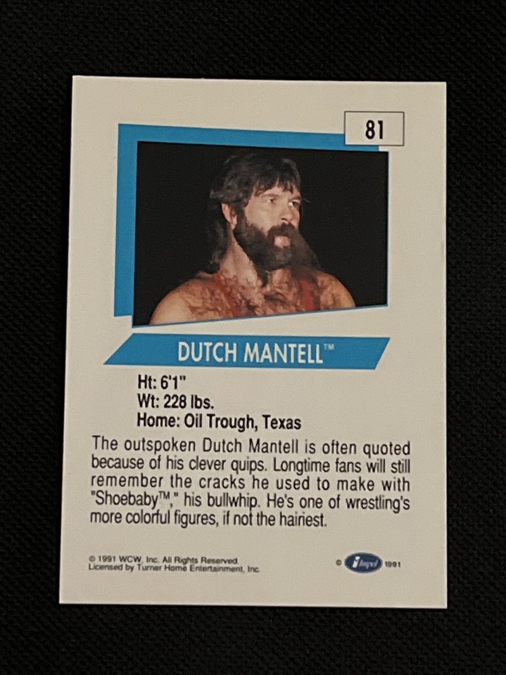 DUTCH MANTELL 1991 IMPEL WCW WRESTLING WRESTLING SIGNED AUTOGRAPHED ...