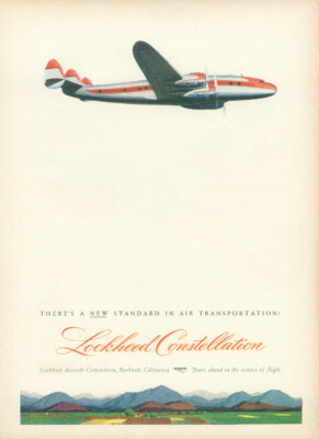 There's a new Standard in Air Transportation! Lockheed Constellation ad ...