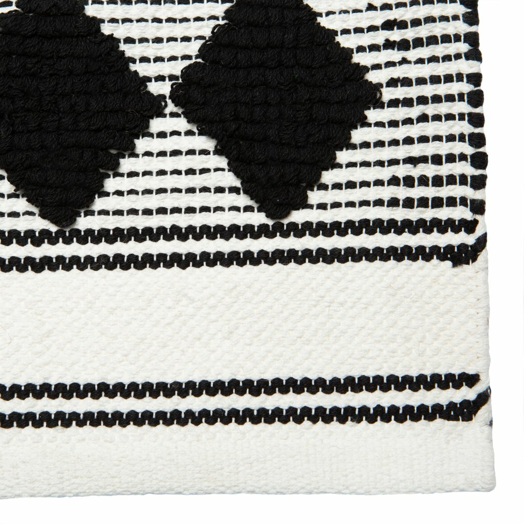 Caravan Area Rug Home Decor Diamond Stripe Woven Black White Bohemain ...