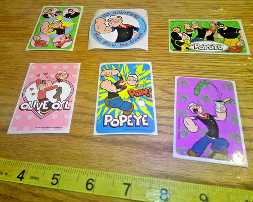 6 original Vintage Stickers POPEYE Cartoon King Feature Syndicate inc ...