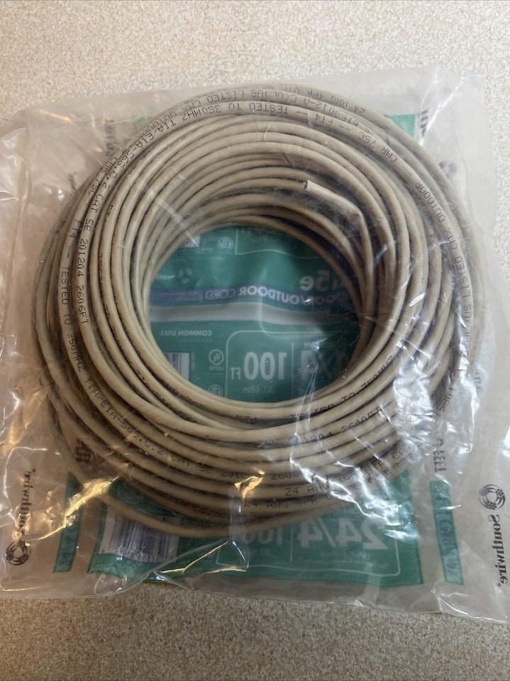 Southwire 100 ft. 24/4 CAT 5E Indoor/Outdoor Cord Type CMR/CMX-TAN ...