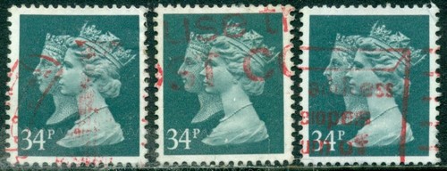 GREAT BRITAIN SG-1473, SCOTT # MH197 MACHIN, USED, 3 STAMPS, GREAT ...