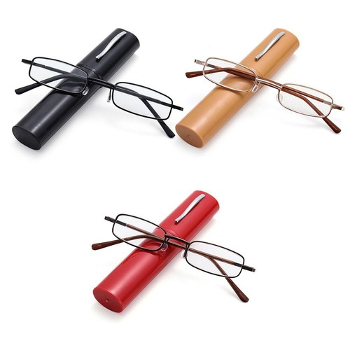 Slim Reading Glasses with Pen Clip Tube Case Eyeglasses Readers for Men ...