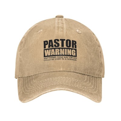 PASTOR WARNING Unisex Washed Baseball Cap Funny Graphic Print ...