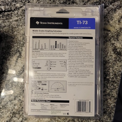 Texas Instruments TI-73 Graphing Calculator Preowned Clean Battery Area ...