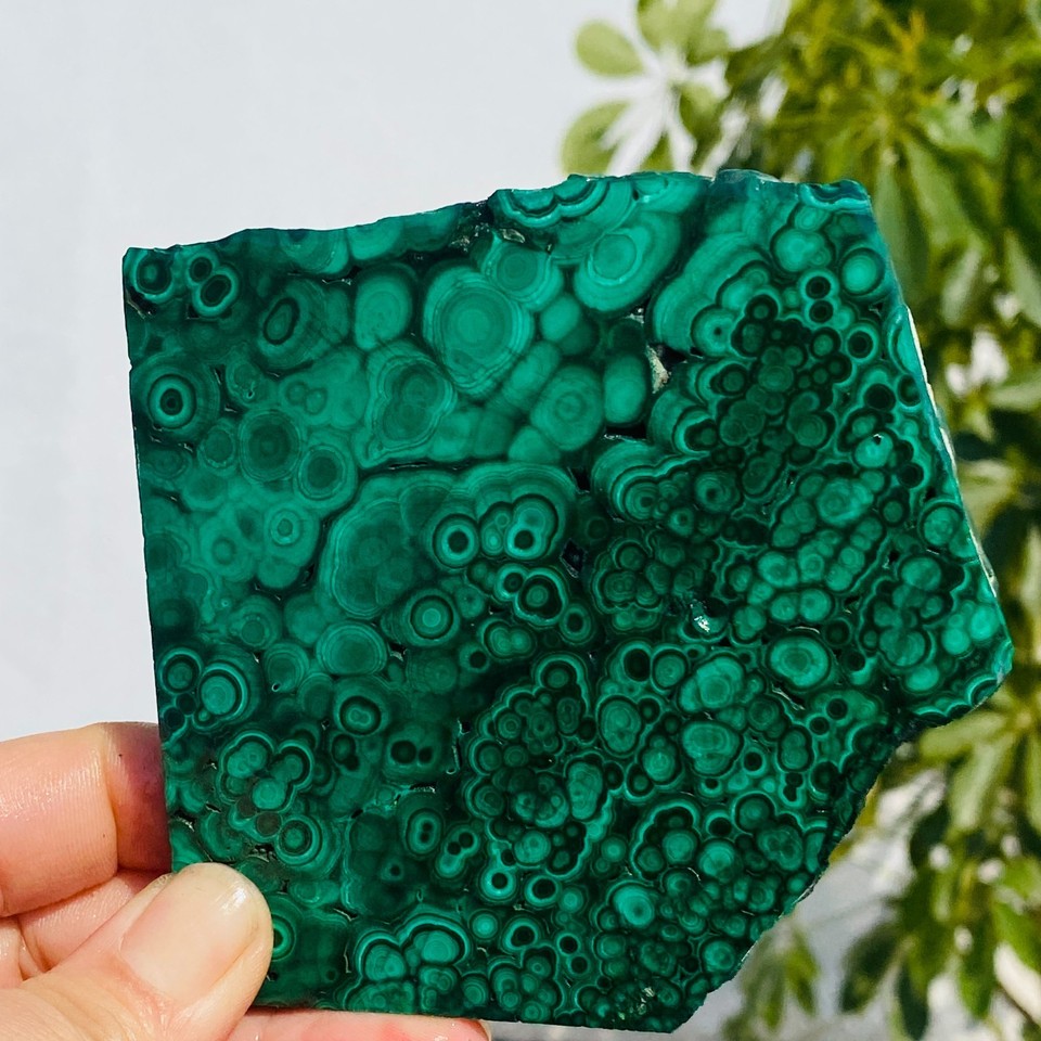 275g Natural malachite slice crystal luster quartz mineral specimen ...