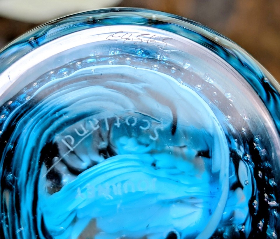 Caithness Scotland "Journey" Art Glass Paperweight Blue and Controlled ...