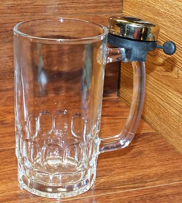Vintage Glass Beer Mug with Gold Tone Shamrock Loud Bell Attached to ...