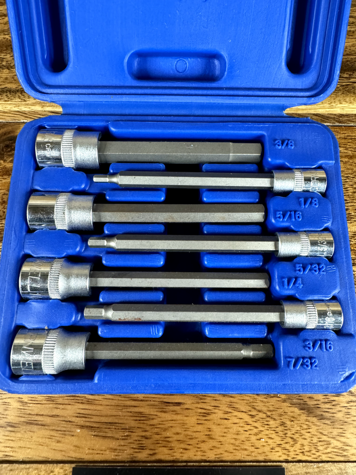 NEW CORNWELL TOOLS 7pc CBS-702SXL 1/8"-3/8" LONG SAE HEX BIT SOCKET SET ...