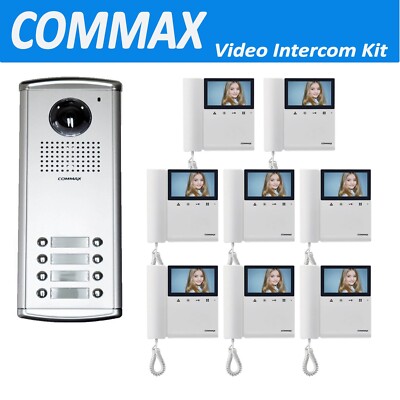 Commax 8-Apartment Building Video Intercom Kit Lobby Panel & 8x Video Monitors | eBay