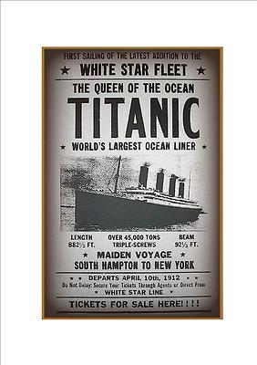 Titanic Advert poster reproduction metal sign, Vintage Style Titanic ...