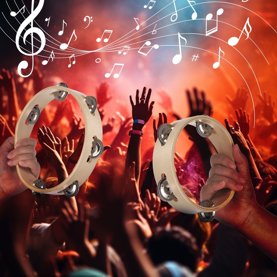 Handheld Tambourine Hand Drum w/Jingle Bells Percussion Instrument 6 ...