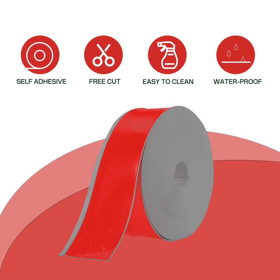 4In X 60Ft Self-Adhesive Flexible Rubber Wall Base Baseboard Molding ...