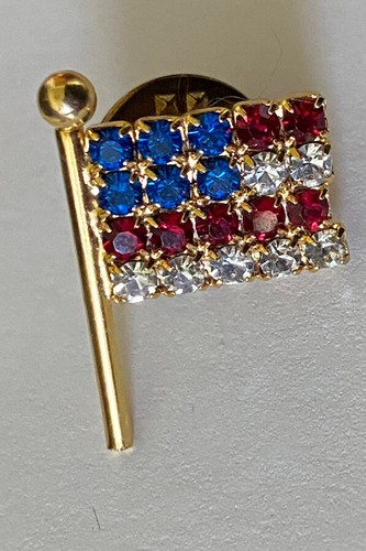 Cute 1” Tall Red, White & Blue Rhinestones Patriotic Flag Lapel Pin | eBay