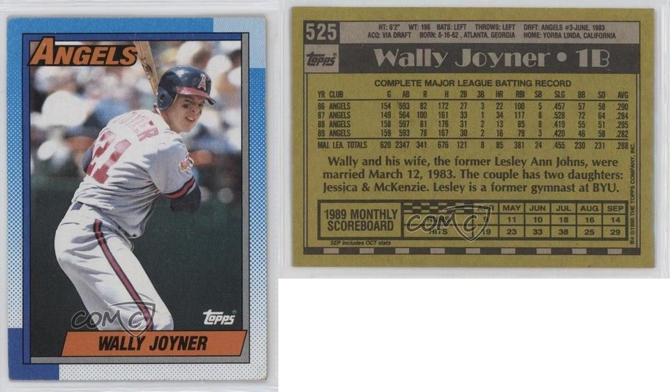 1990 Topps Wally Joyner #525 0b3 | eBay