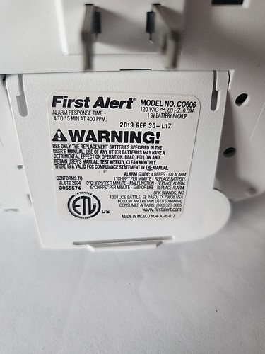 First Alert Model CO606 Carbon Monoxide Alarm White - Tested And ...