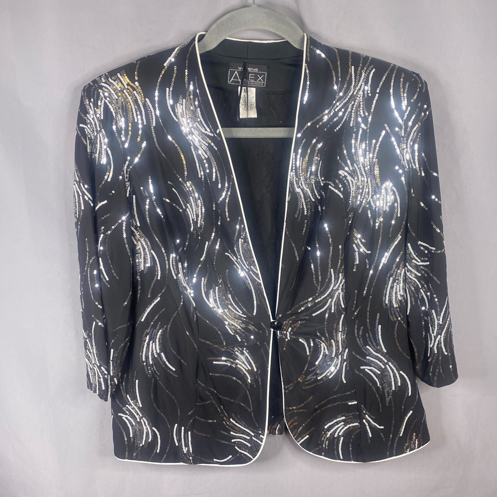 Alex Evenings Jacket Womens 1X Black Silver Evening Formal Sequins ...