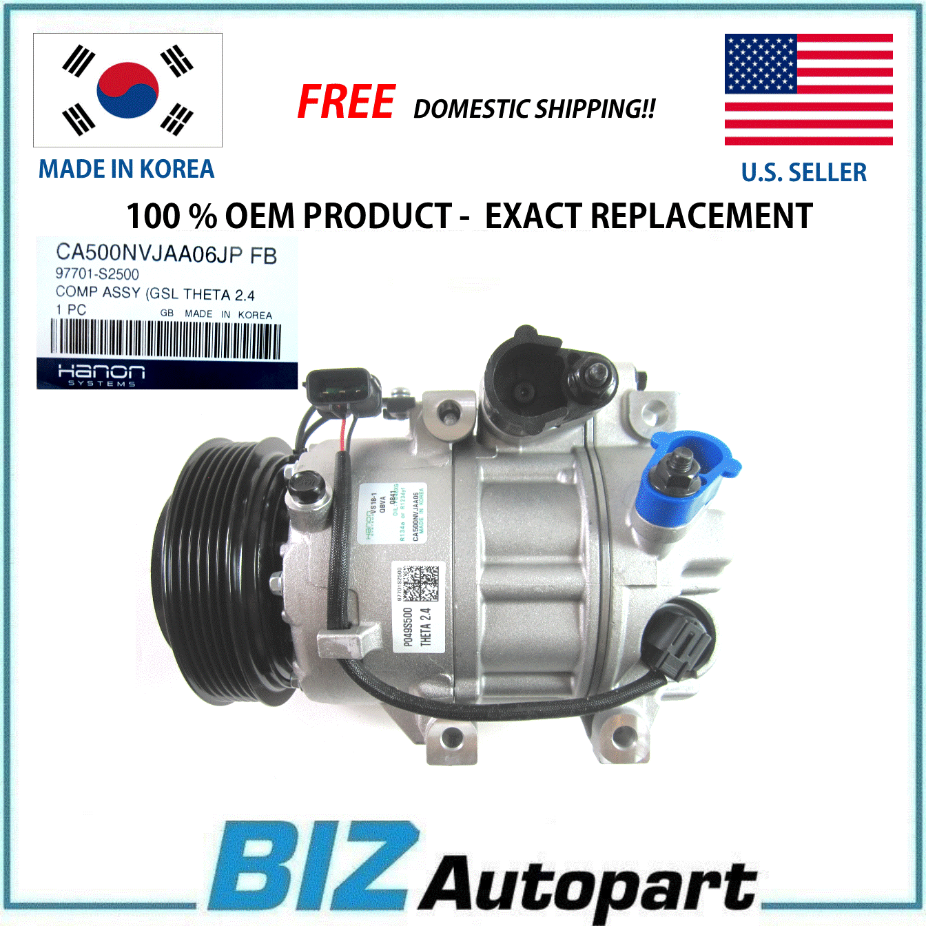GENUINE A/C COMPRESSOR W/CLUTCH FOR 2019-2020 HYUNDAI SANTA FE 2.4L ...
