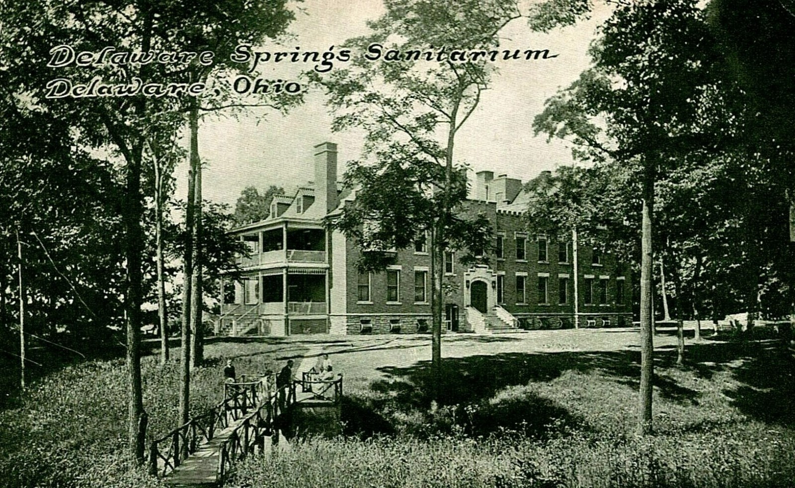 POSTCARD, Delaware Springs Sanitarium, Delaware, OH. Building, Bridge ...