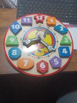 Disney Melissa & Doug Wooden Sorting Clock Movable Hands 3+ Educational ...