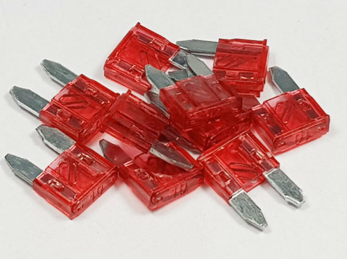 TEN x 10 AMP Red Mini Blade Fuse 10A Amps A Automotive Car Van Bike ...