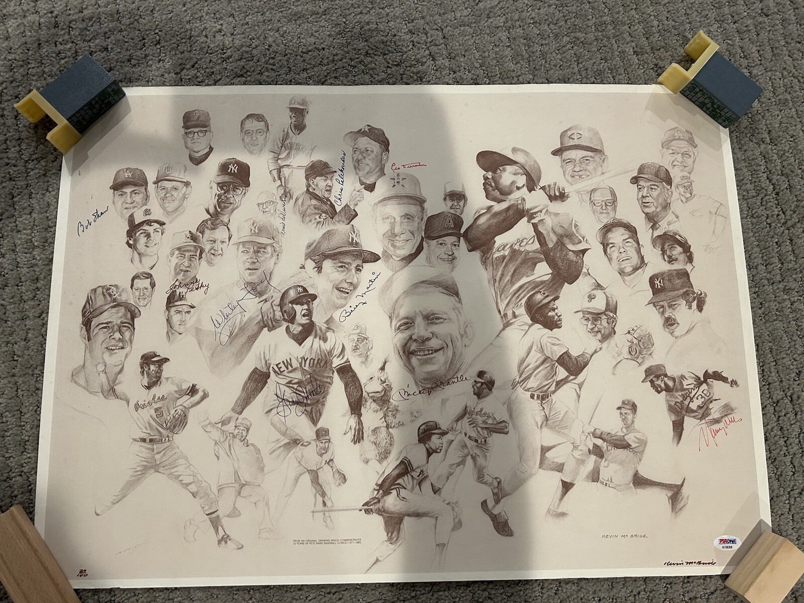 Mickey Mantle Signed Lithograph PSA Certified Autograph Multi Signed ...