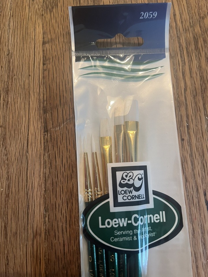 Loew Cornell 2059 White Nylon Painter Brush Set of 5 Liner Shaders and ...