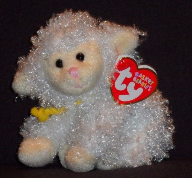 Ty Basket Beanie Babies FLOXY Lamb Sheep Plush Toy Animal 4" Yellow ...