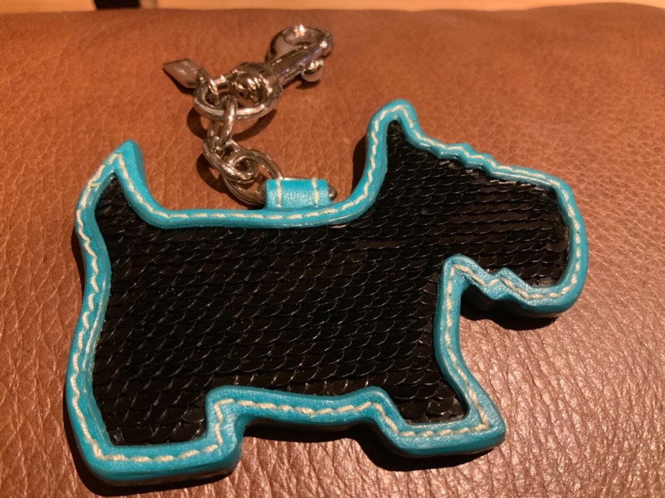 NEW COACH Black Sequins Scottie DOG Pet Keychain/Key Ring/Purse Charm ...