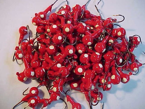 100 NEW 1/8 OZ. LEAD HEAD JIG HEADS CRAPPIE WALLEYE RED JIGS | eBay