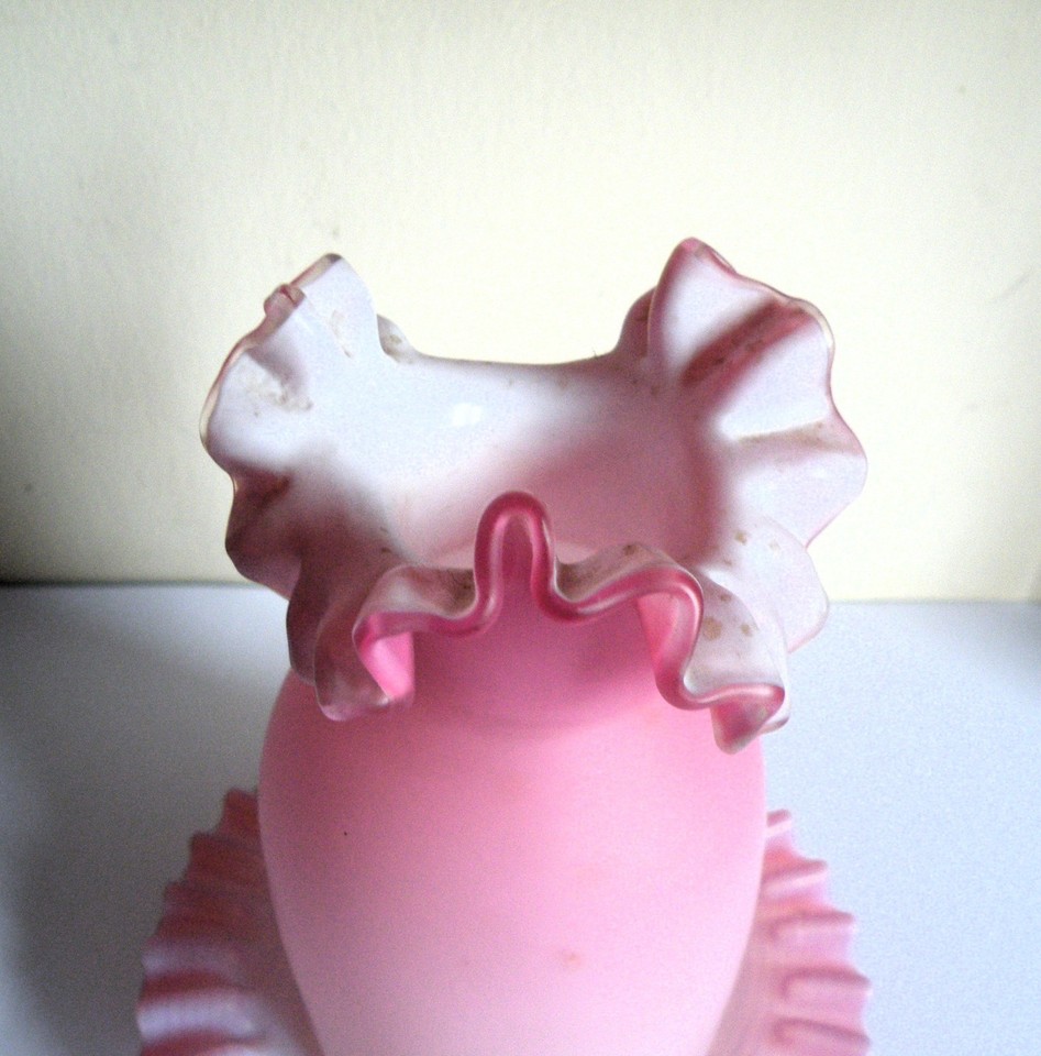 A Good Tall Victorian Satin Glass Night Light And Stand | eBay UK