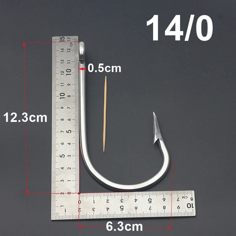 Tuna Extra Big Game Fishing Hook Stainless Steel Large Giant Shark Hook ...