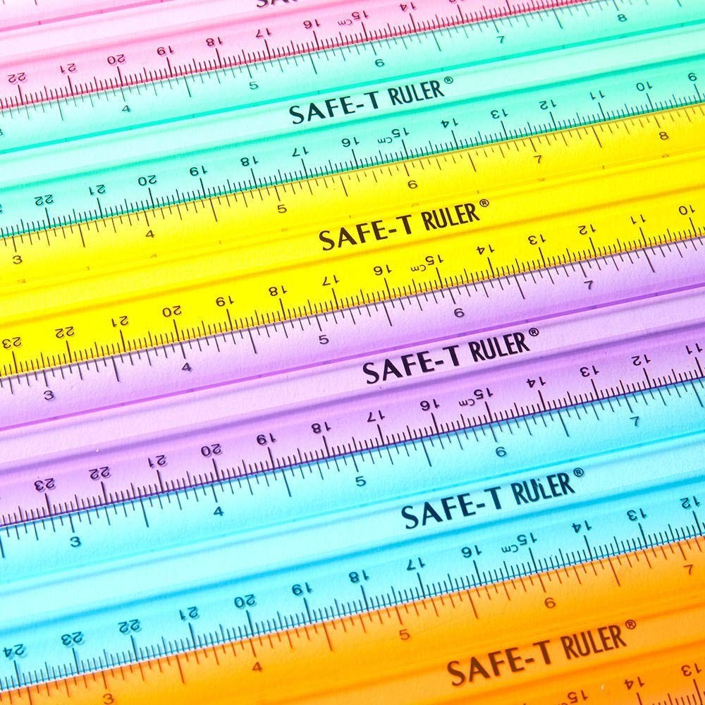 12 Inch Transparent Safe-T Rulers for Kids - Set of 24 Multicolored ...