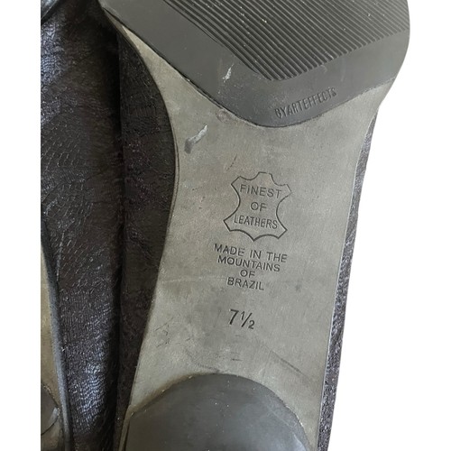 Vintage Arteffects Black Floral Lace Textured Mule Block Heels 90s Y2K ...