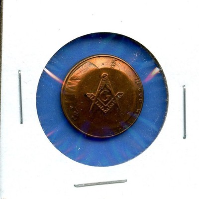 1982 D Cent Masonic Penny Punch Pressed and Stamped #5 Concave Cent ...
