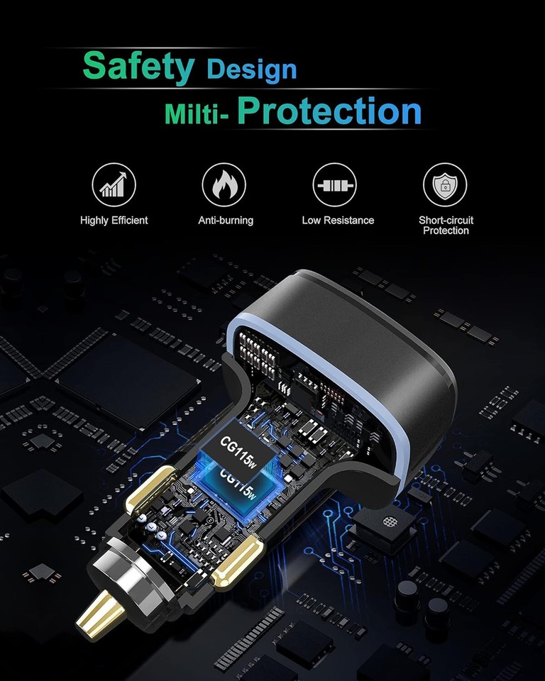 Fast Car Charger PD 42W 3 Port USB TYPE C Cigarette Lighter Socket ...