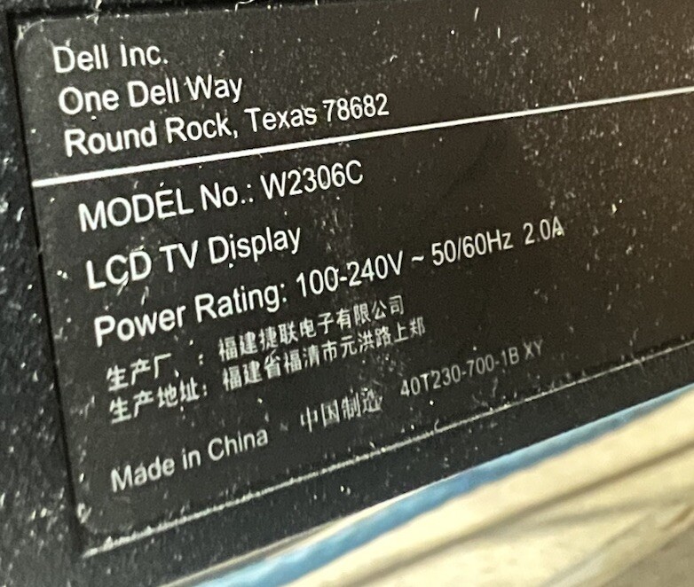 Dell W2306C 23 inch (1366 x 768) 60Hz LCD TV Television Monitor gaming ...