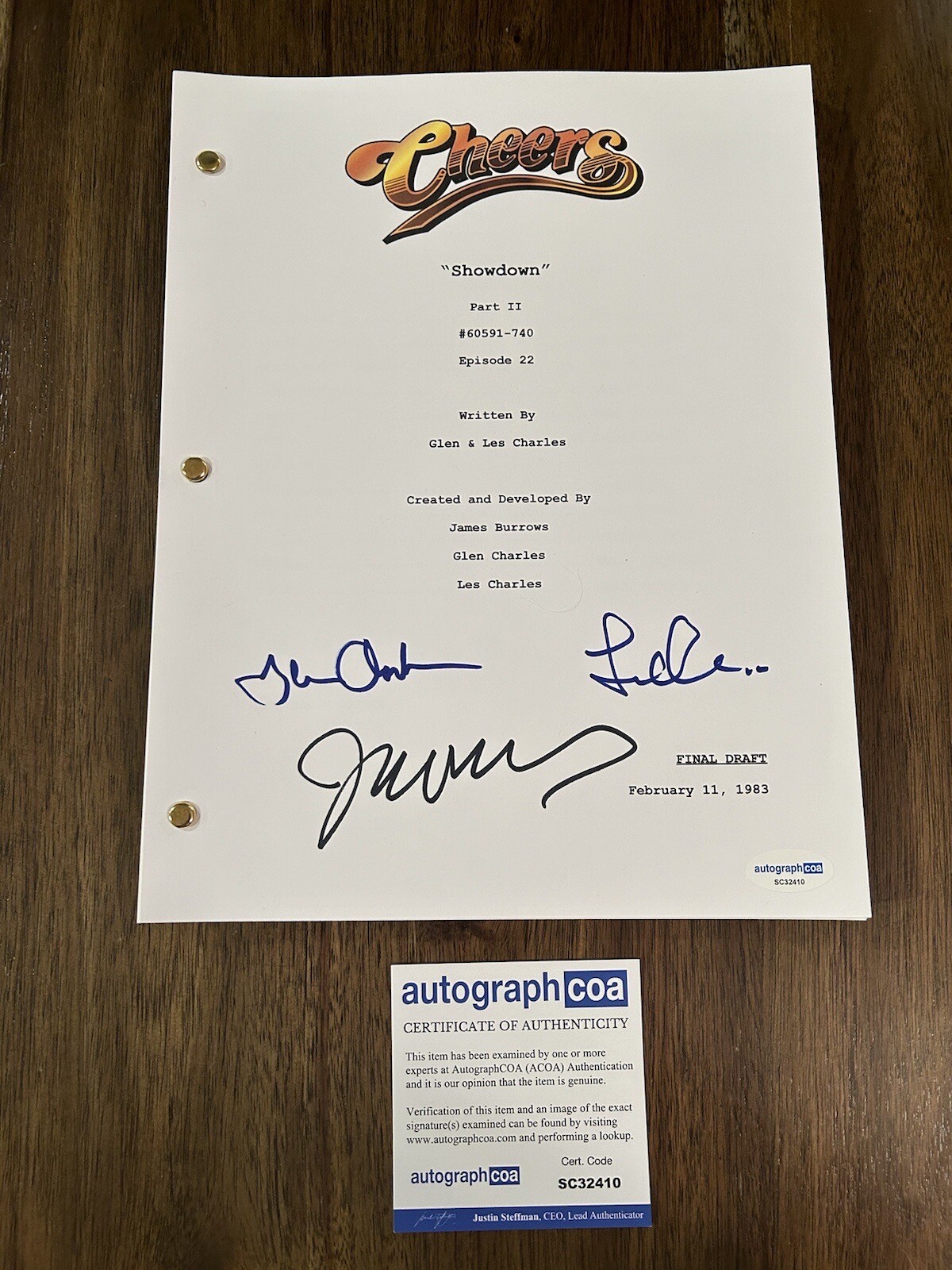 ‘Cheers’ TV Show Signed Autograph Full Pilot Script James Burrows ...
