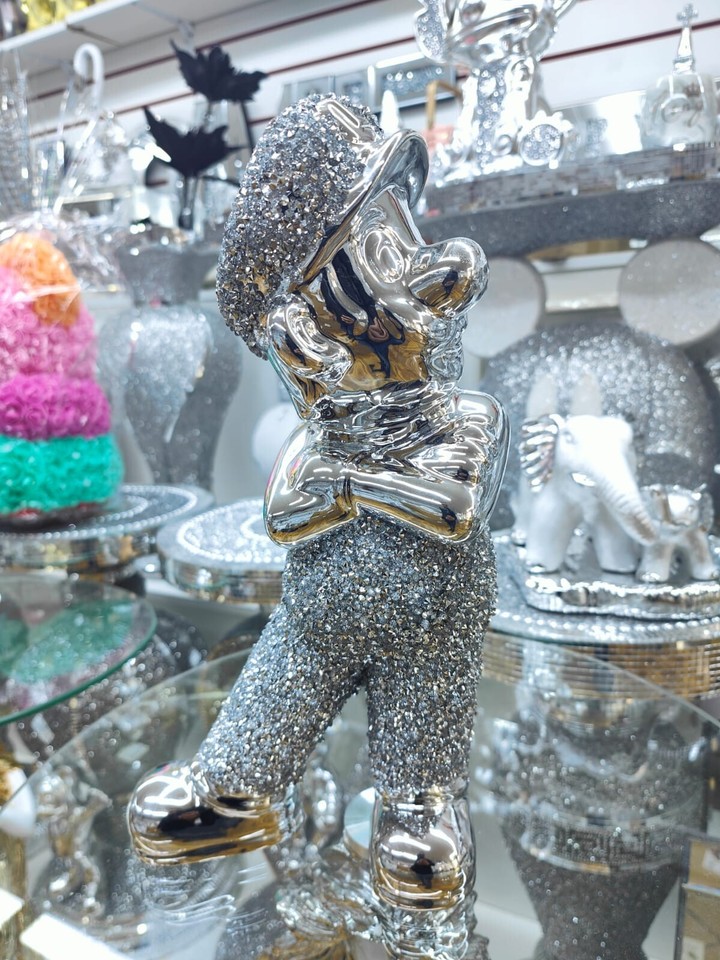Crushed Diamond Mario Silver Shelf Sitter Unique Ornament Statue | eBay UK