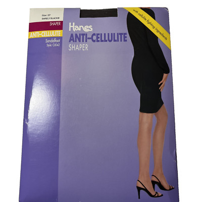 Hanes ANTI-CELLULITE Shaper Sz EF Barley Black With Sandalfoot 145-190 ...