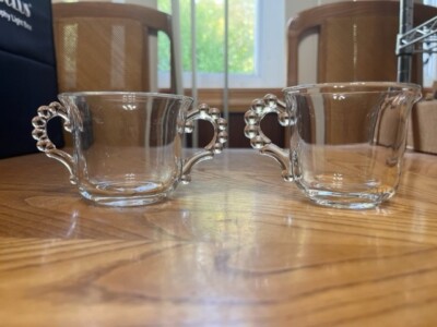 IMPERIAL GLASS CANDLEWICK CREAM PITCHER AND DOUBLE HANDLED SUGAR BOWL ...