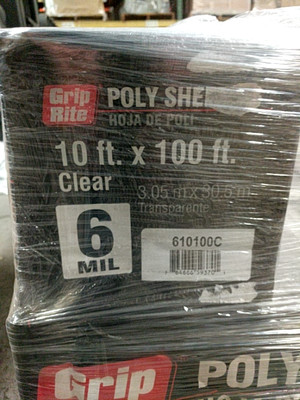 Grip Rite 610100C Clear Poly Sheeting 6Mil 10ft x 100ft - New In Box | eBay
